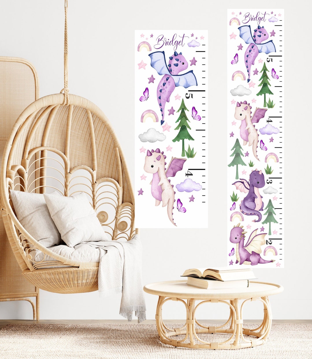 Dragon Growth Chart Fabric Wall Decal: Removable Kids Height Chart - Etsy