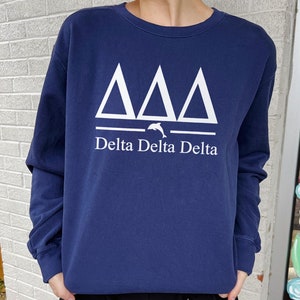 CUSTOM Delta Delta Delta Greek Letter Dolphin Sweatshirt | Tri Delta ...