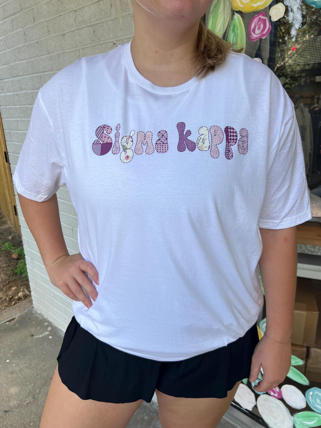 Sigma Kappa Patchwork T-shirt, Sorority and Greek Life Apparel, Cozy ...