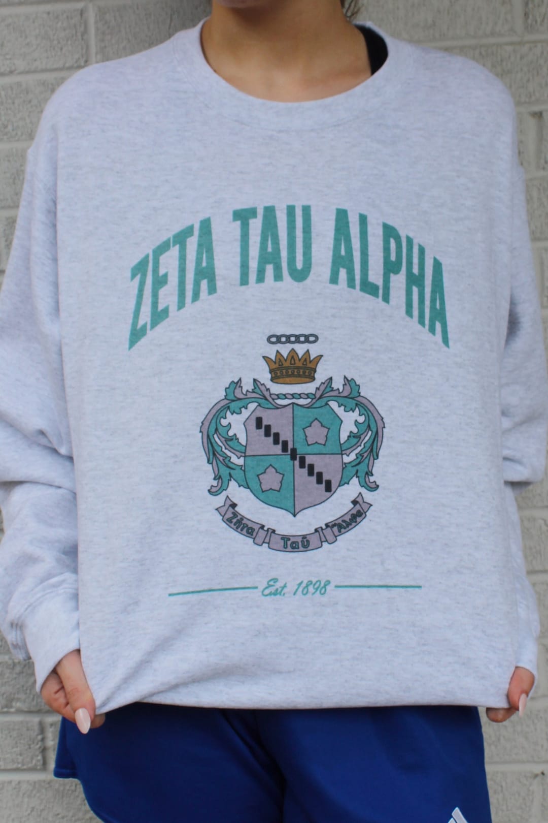 Zeta Tau Alpha Crest Sweatshirt: ZTA Sorority Apparel - Etsy