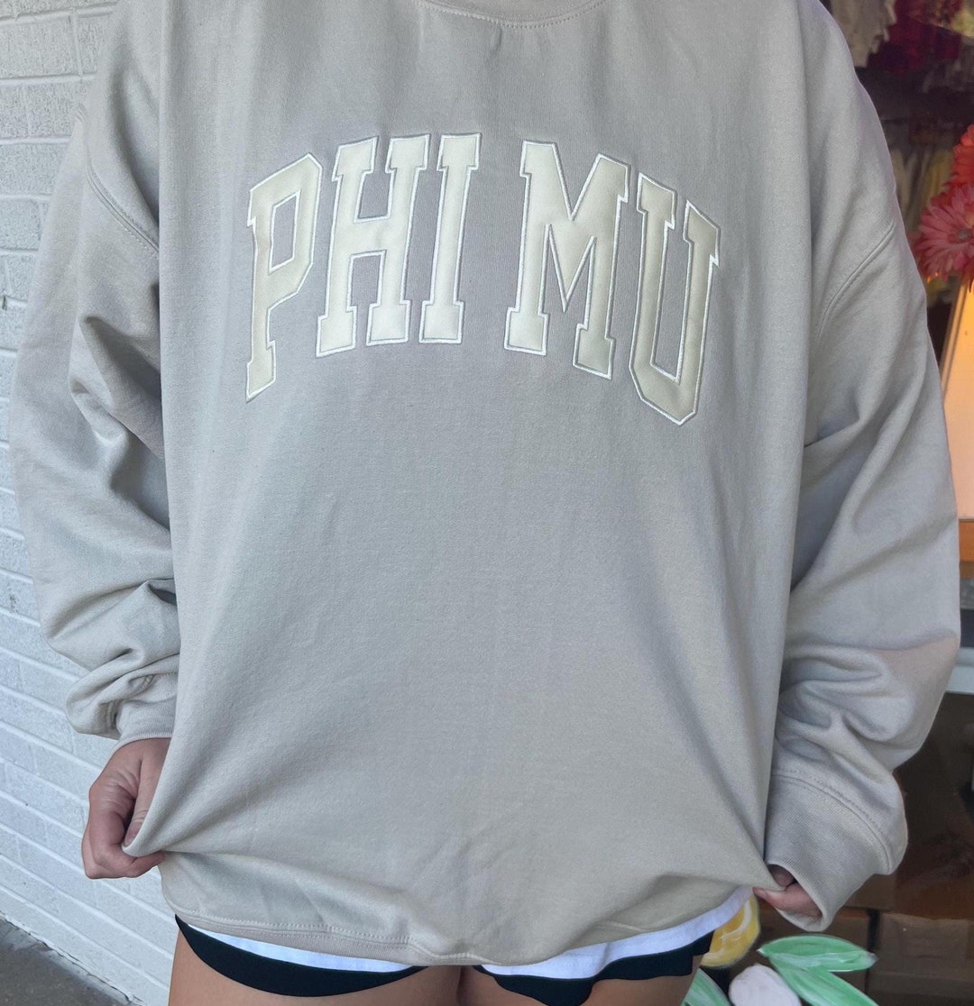Phi Mu Raised Letter Monochrome Sweatshirt | READY TO SHIP! | Phi Mu Sorority Merch, Greek Life ...
