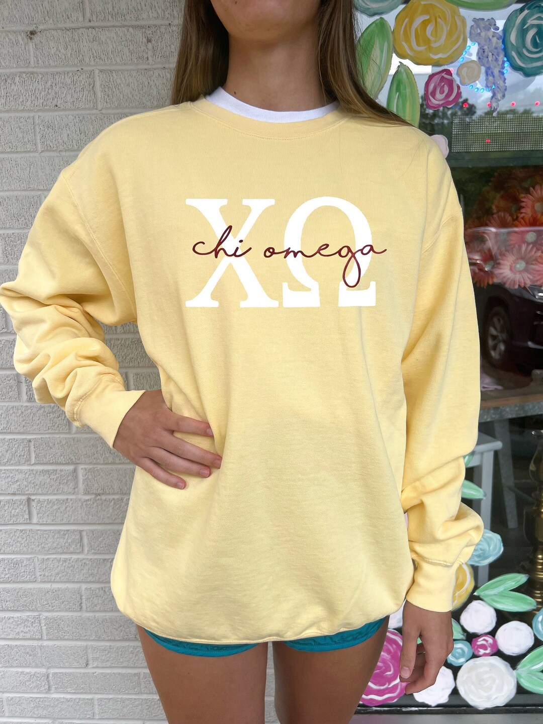 Chi Omega Sweatshirt: Greek Letter Script, Sorority Apparel - Etsy