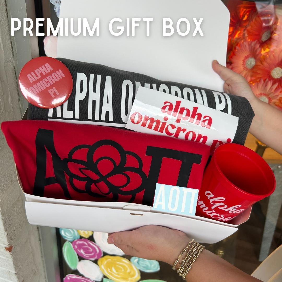 Alpha Omicron Pi Sorority Gift Boxes | READY TO SHIP! | Sorority Shirts ...