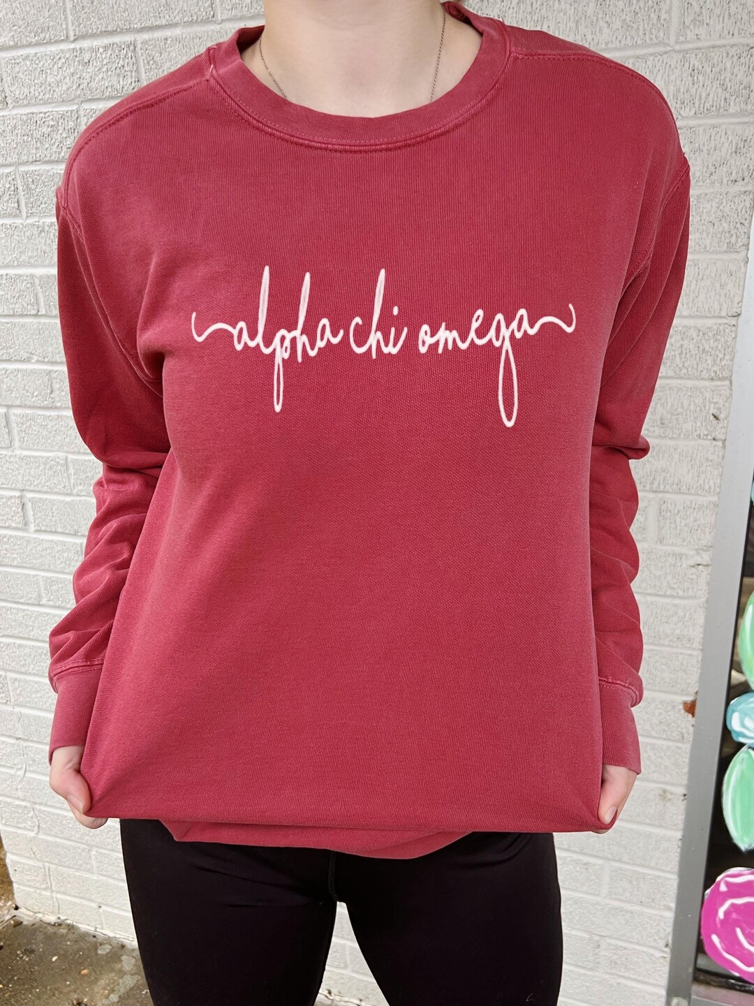 CUSTOM Alpha Chi Omega Script Sweatshirt | AXO Sorority Merch, Greek ...