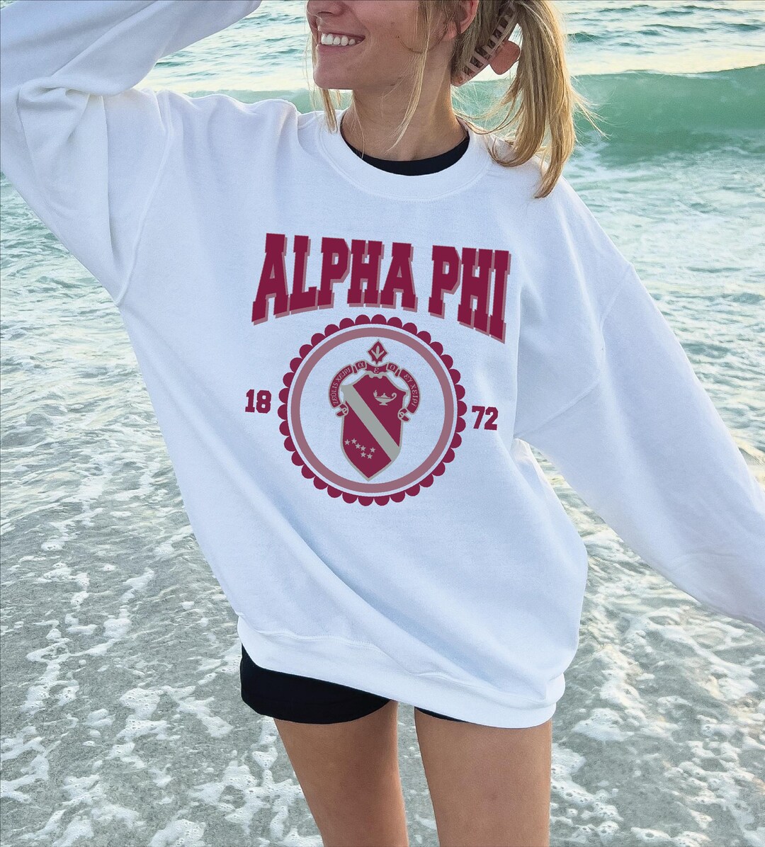 Alpha Phi Collegiate Scalloped Crest Sweatshirt | Aphi Sorority Merch ...