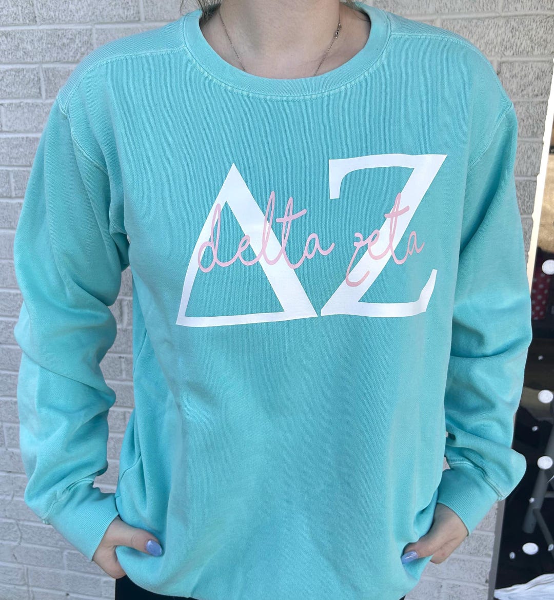 Delta Zeta Greek Letter With Script Sweatshirts and T-shirts | Dphie ...