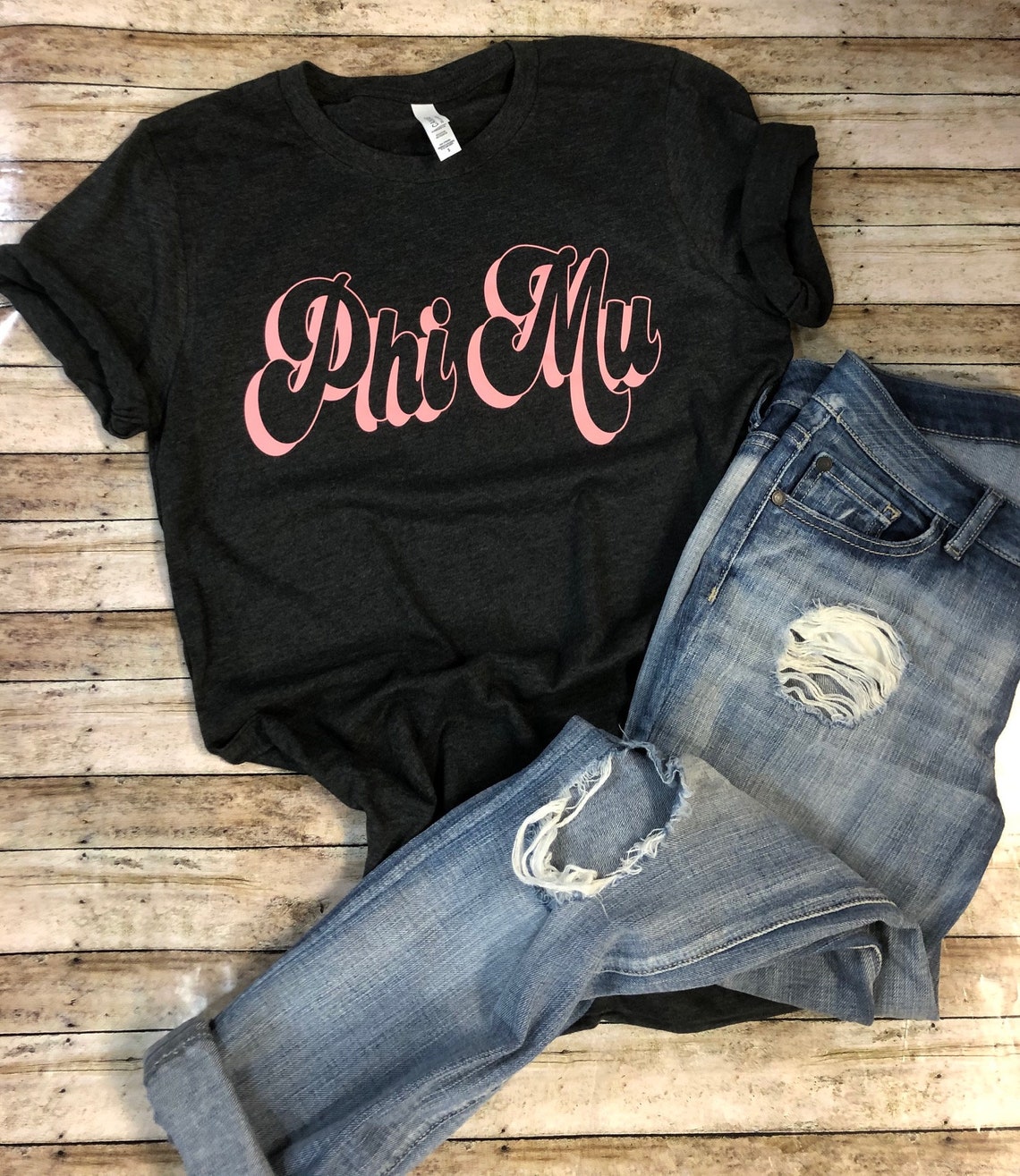 Phi Mu Groovy Retro Tshirts Custom Colors and Sororities - Etsy
