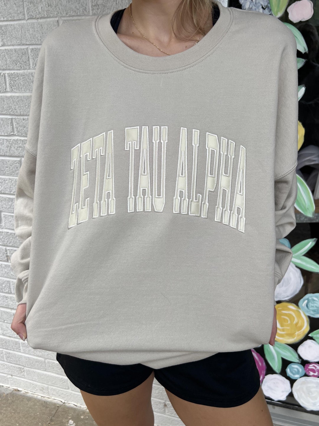 Zeta Tau Alpha Raised Letter Monochrome Sweatshirt | READY TO SHIP ...