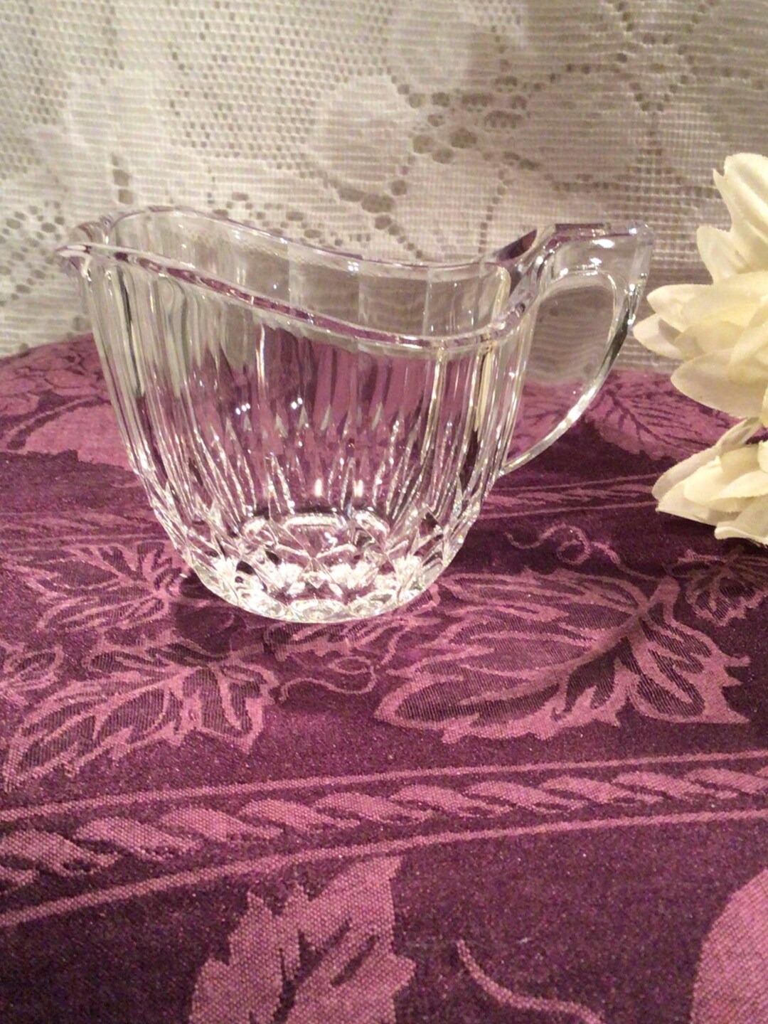 Crystal Creamer Ribbed and Diamond Point Cut - Etsy