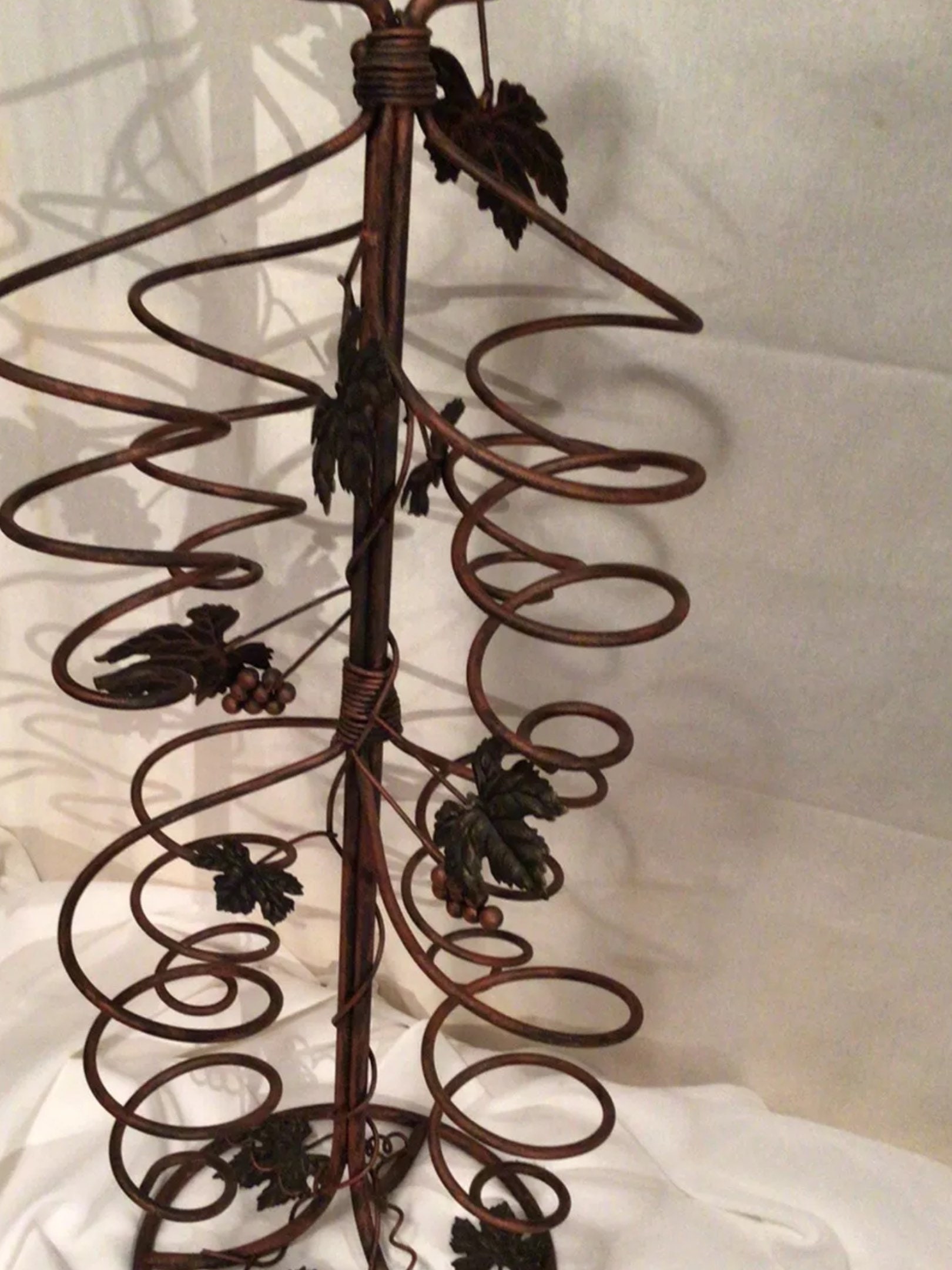 Large Wine Tree Stand Bottle Caddy Grape Vine Motif Metal And Iron Home ...