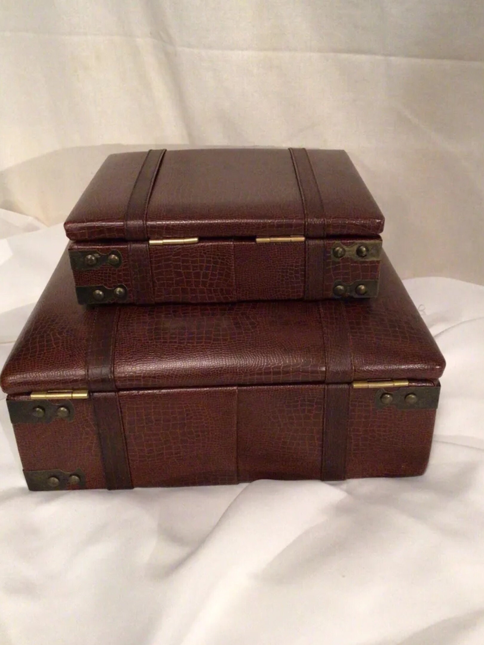 Vintage Padded Vinyl Decorative Storage, Trinkets ,jewelry Boxes Set of ...