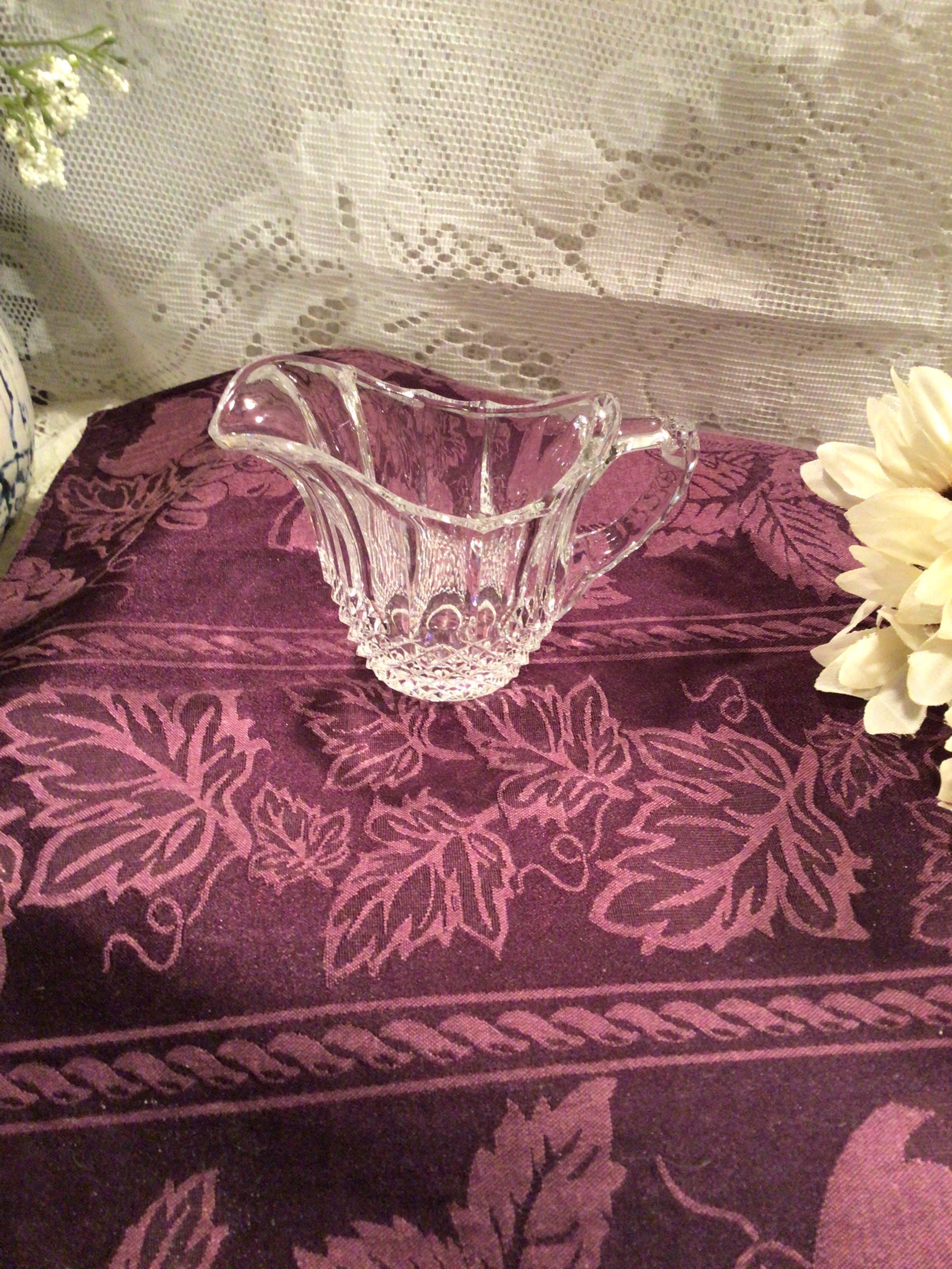 Crystal Creamer Diamond Point Cut With Scalloped Rim - Etsy