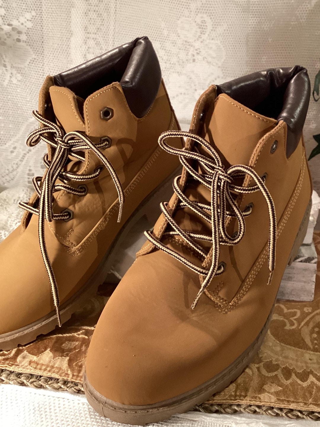 Women's CB Flat Heel Laceup Hiking Boots Wheat - Size: 8 - Etsy