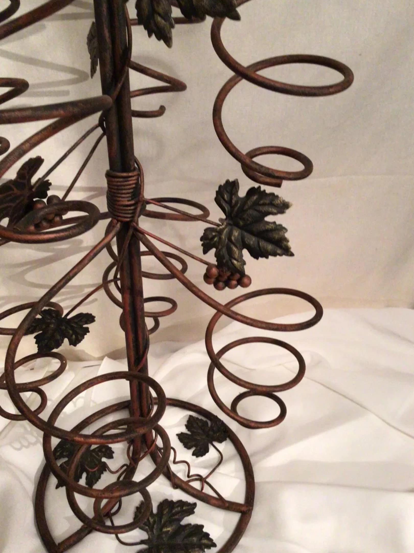 Large Wine Tree Stand Bottle Caddy Grape Vine Motif Metal And Iron Home ...