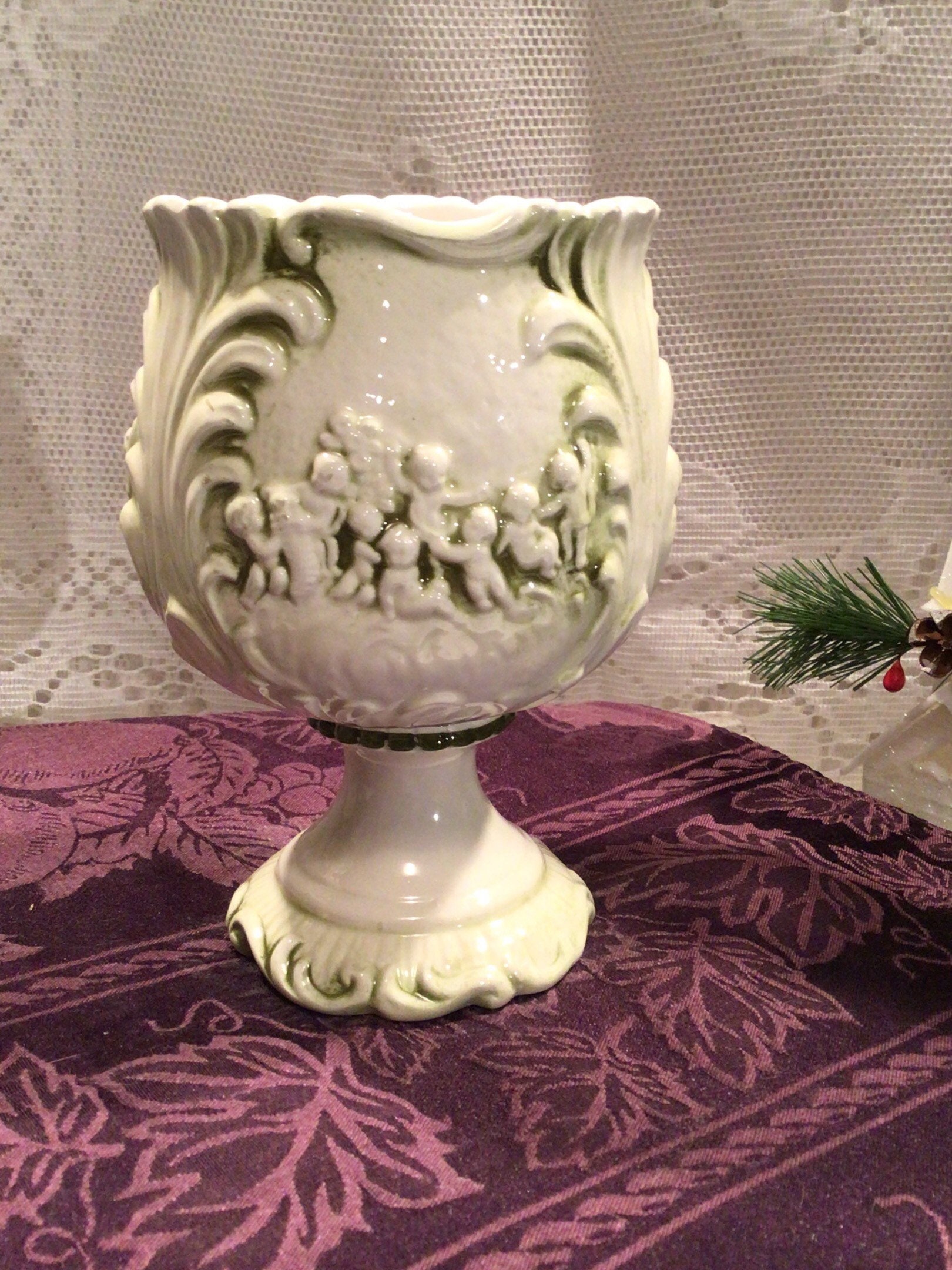 Relpo Ornate Pompéi Cherub Pedestal Planter Vase 5756 Vintage - Etsy