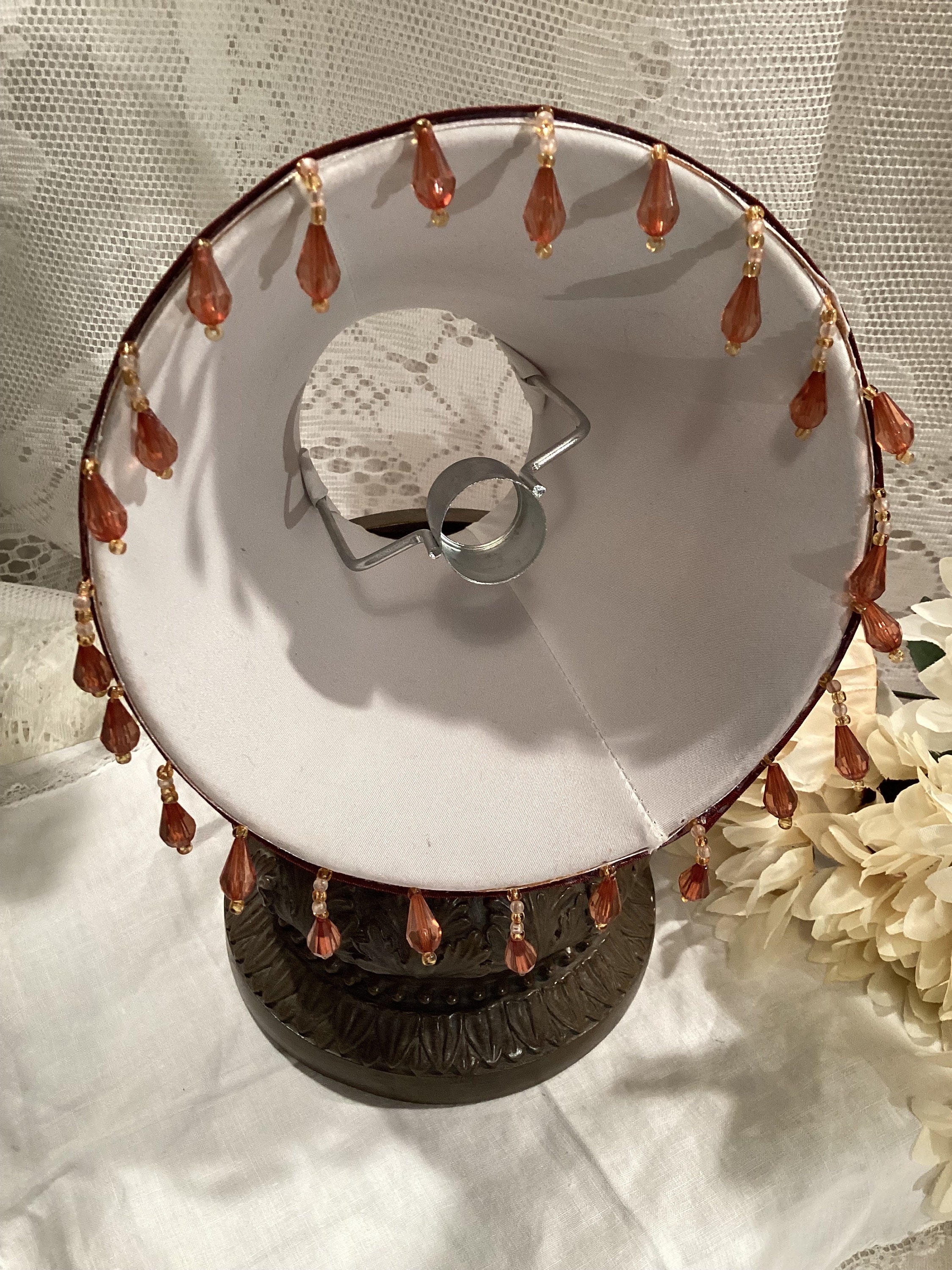 Small Beaded Satin Red Candlestick Lamp Shade - Etsy