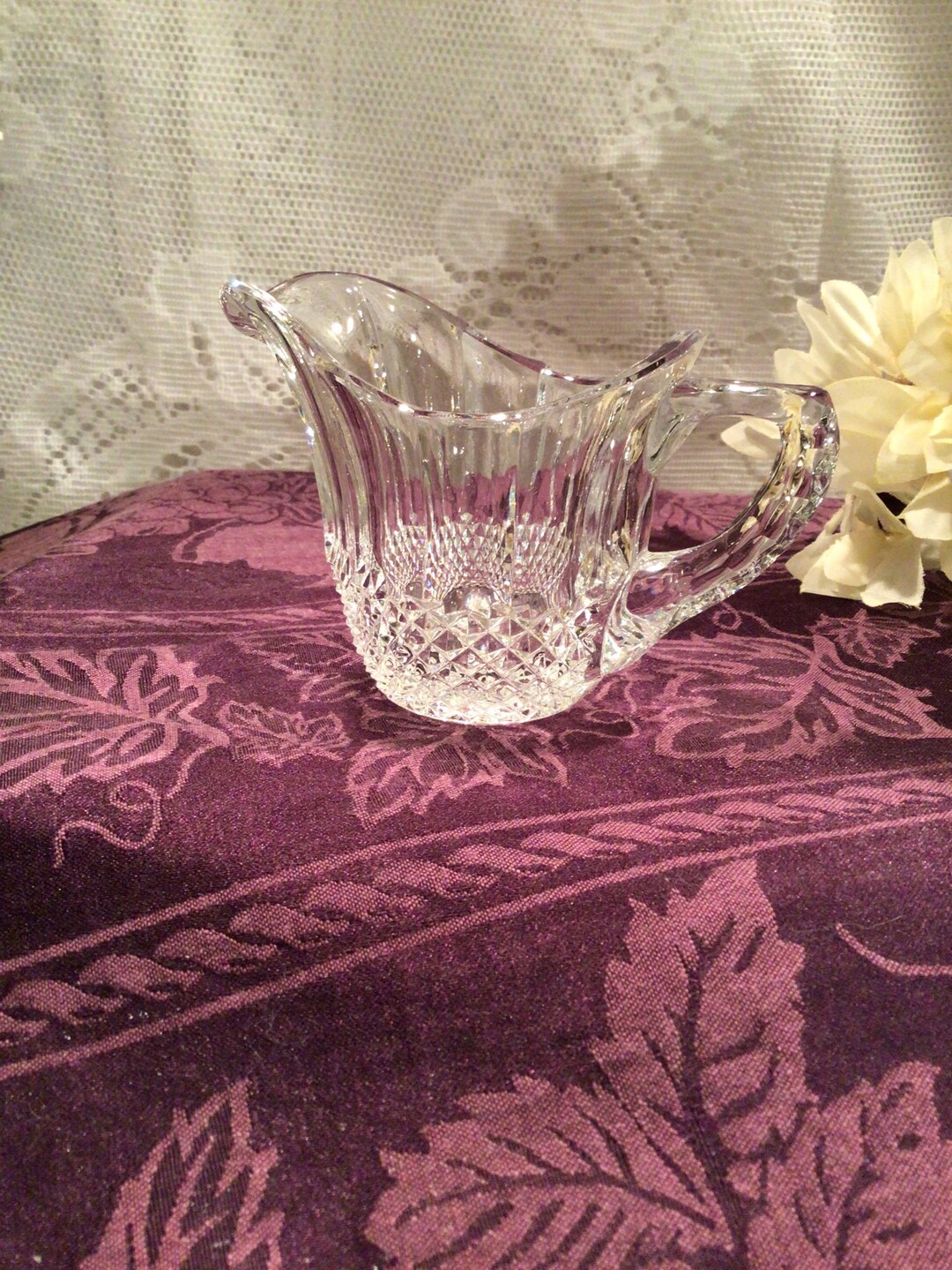 Crystal Creamer Diamond Point Cut With Scalloped Rim - Etsy