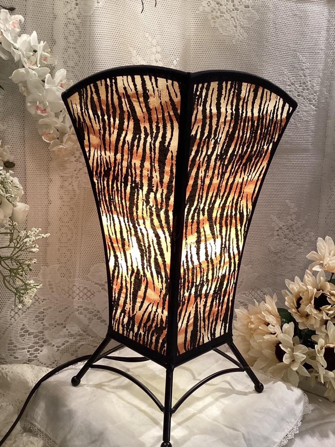 Zebra Print Black Metal Table Lamp Modern Contemporary 16 - Etsy