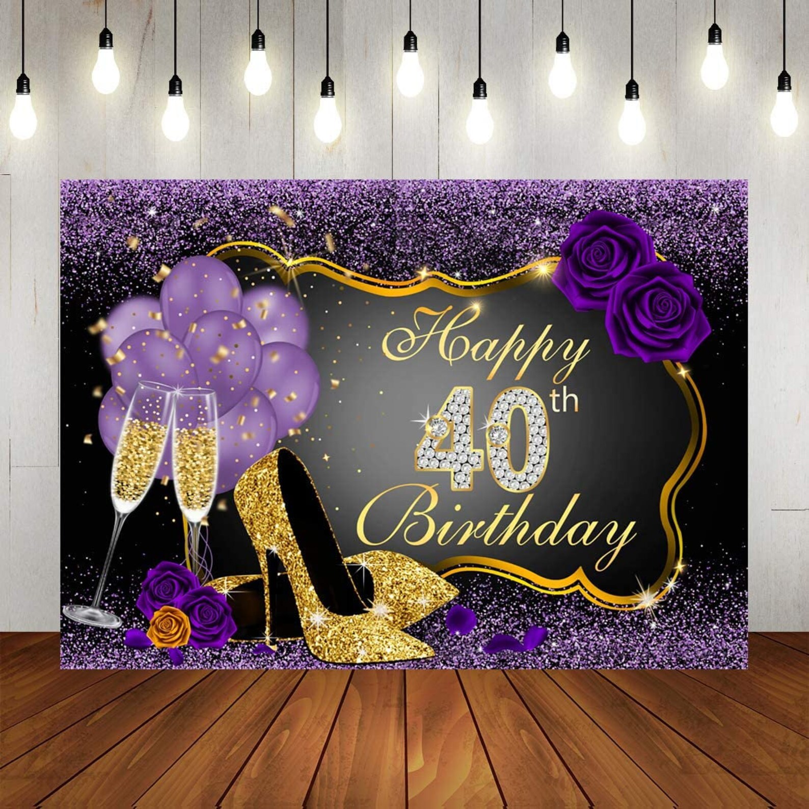 40th Birthday Banner Backdrop Decorations for Women Purple | Etsy