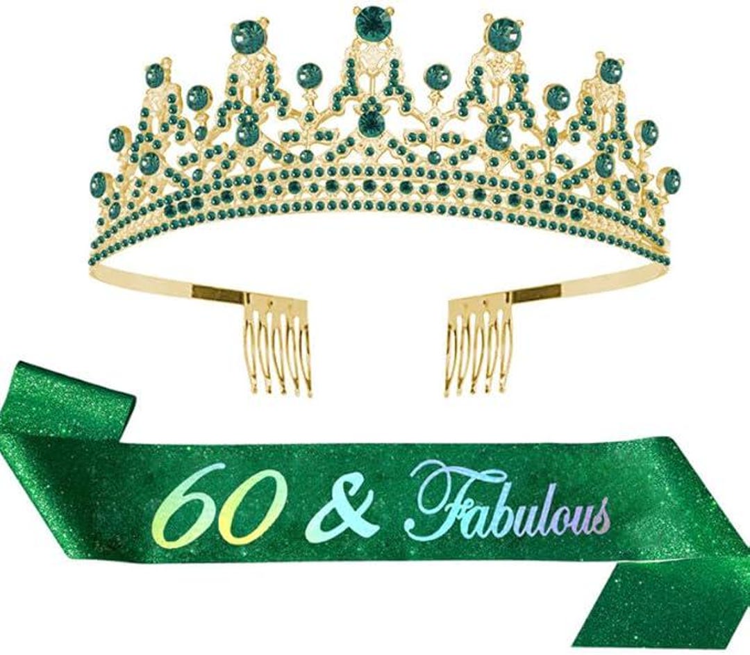 60th Birthday Sash and Tiara for Women, 60 & Fabulous Birthday Sash ...