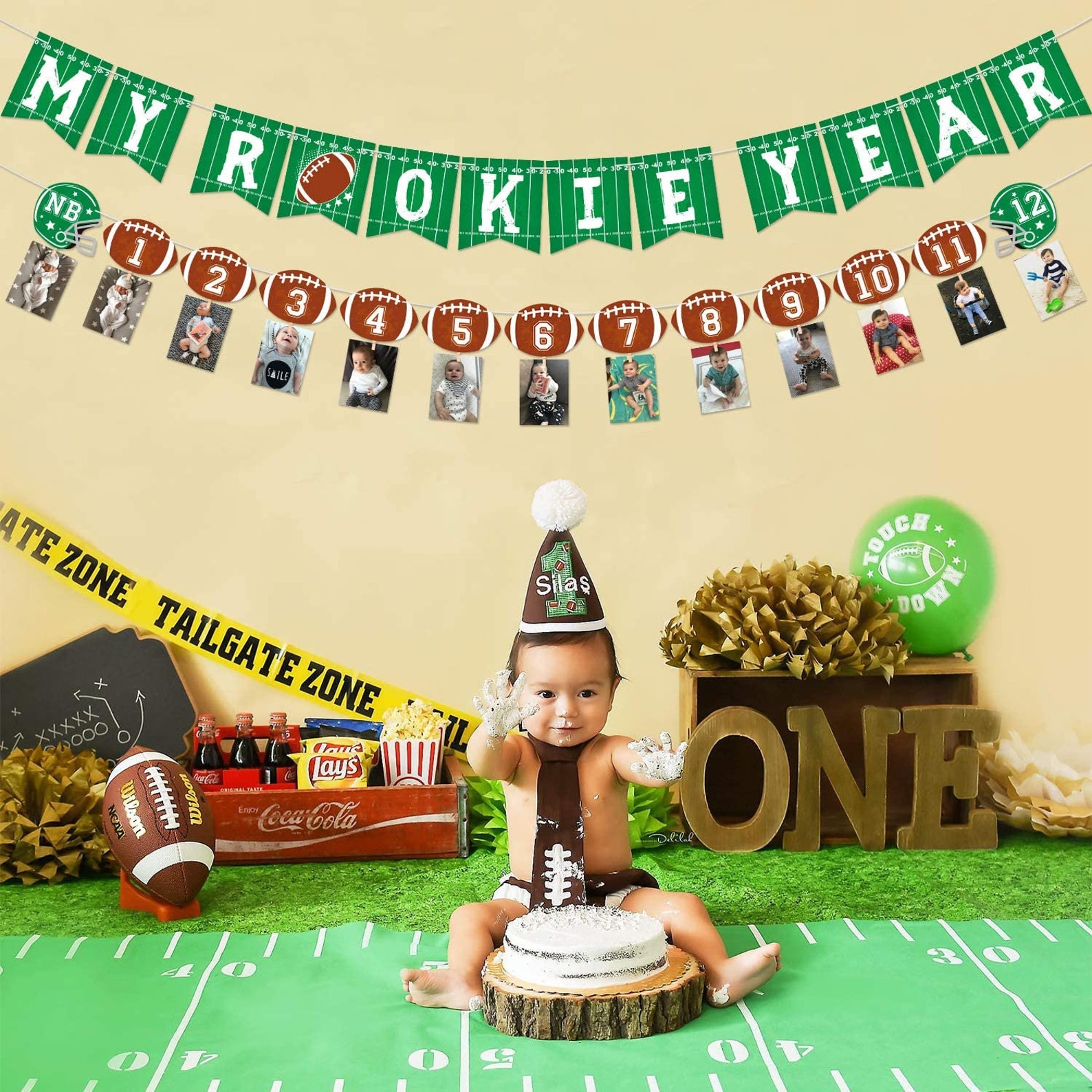 Football 1st Birthday Monthly Photo Banner Football Theme | Etsy