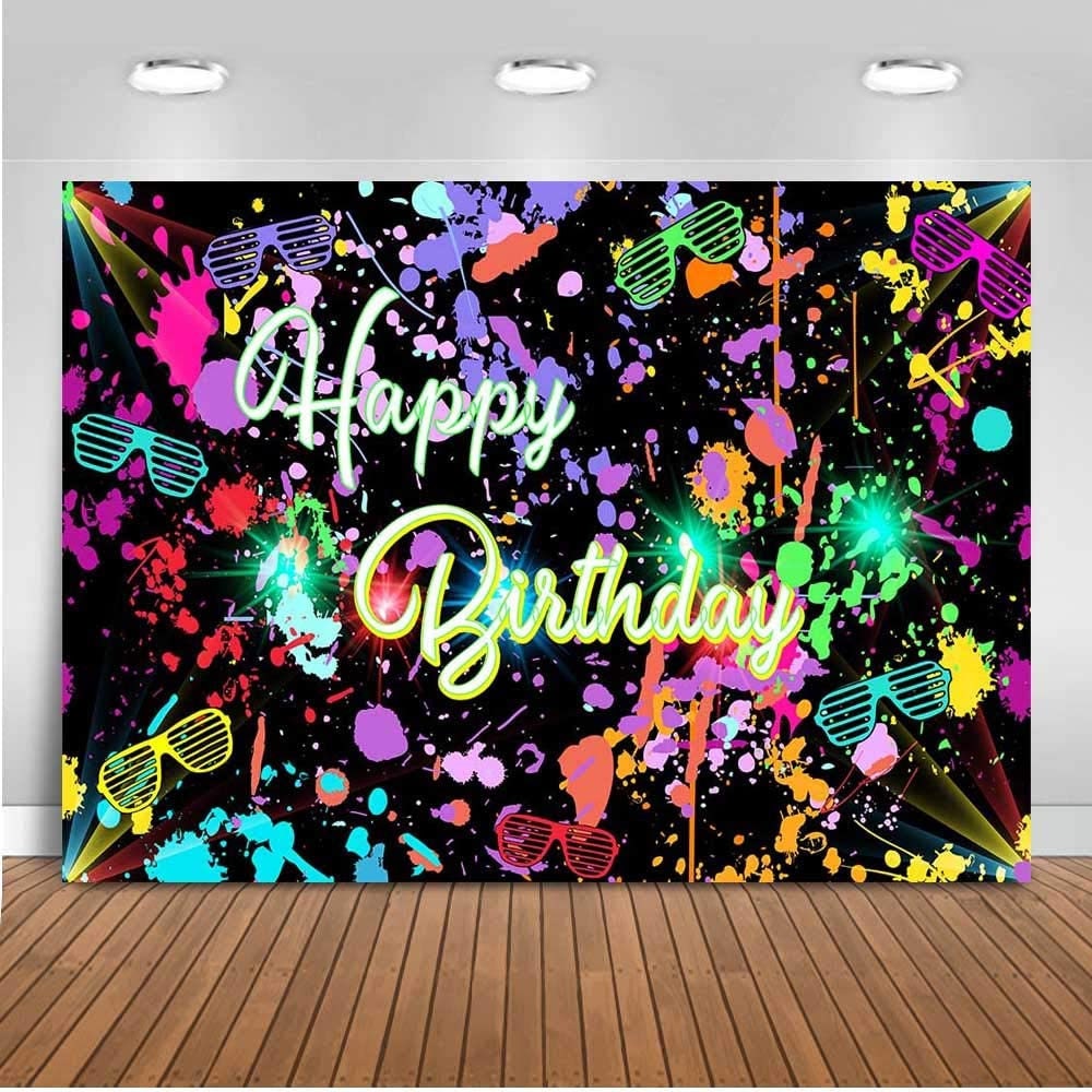 Glow Birthday Party Backdrop Neon Glow Party Decorations - Etsy