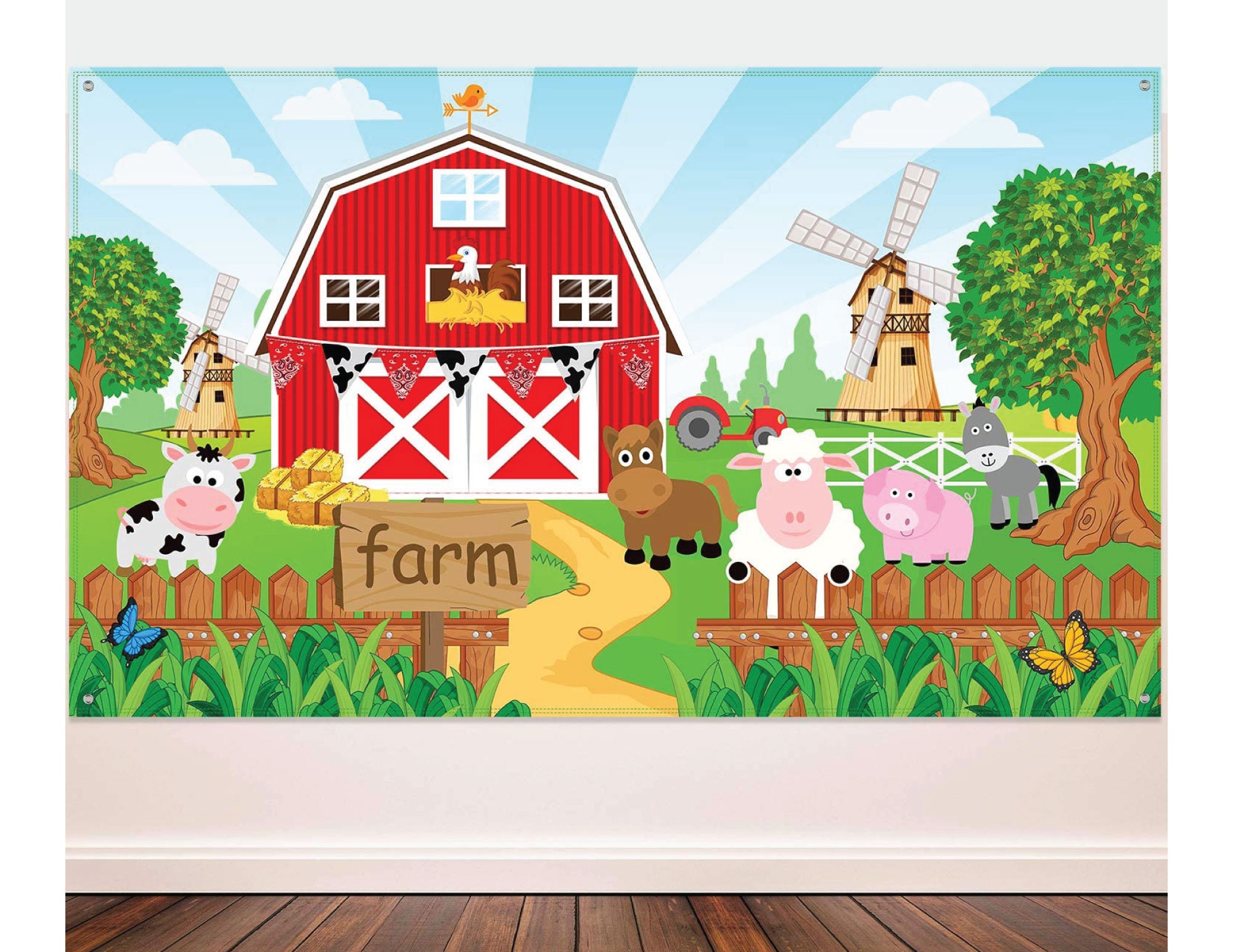 Farm Animals Theme Party Backdrop Farm Animals Barn Backdrop | Etsy