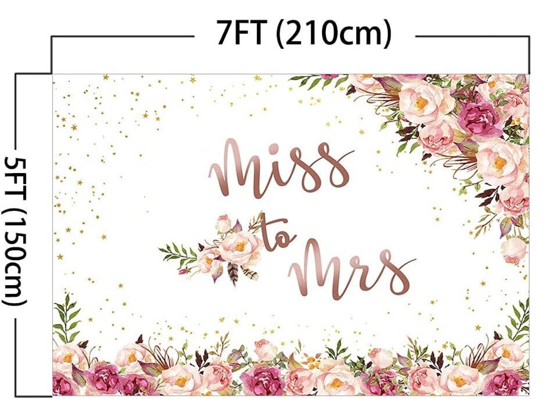 Miss to Mrs Backdrop, Rose Gold Bridal Shower Vinyl Photo Background ...