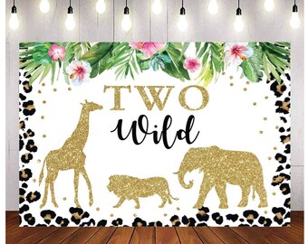Two Wild Backdrop Girl's Jungle Safari Animals 2nd | Etsy