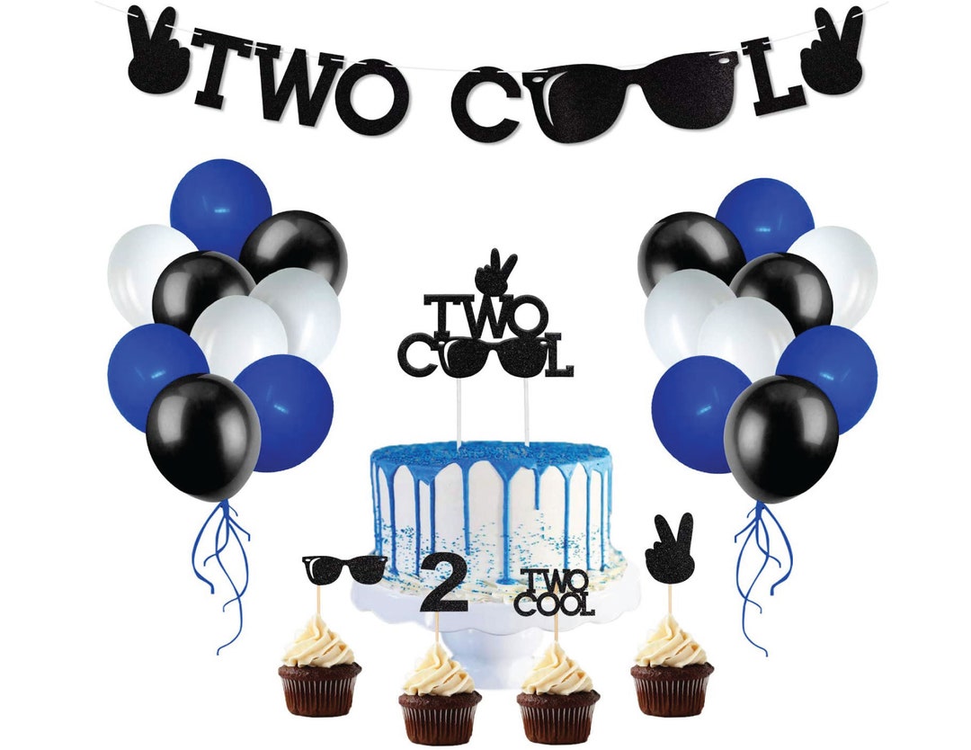 TWO COOL Birthday Decoration, Two Cool Boys 2nd Birthday Decor Kit, Two ...