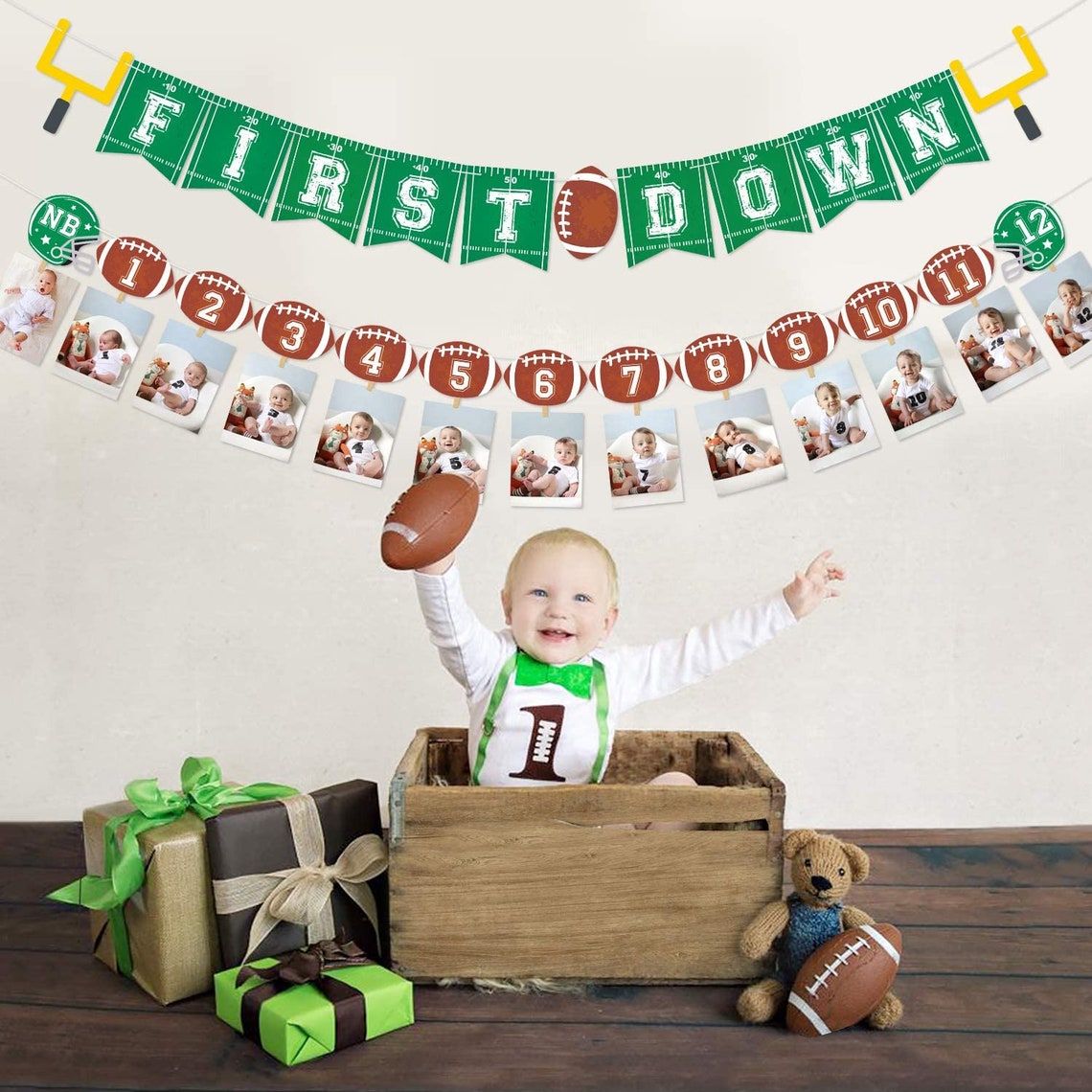 Football 1st Birthday Monthly Photo Banner Football Theme | Etsy