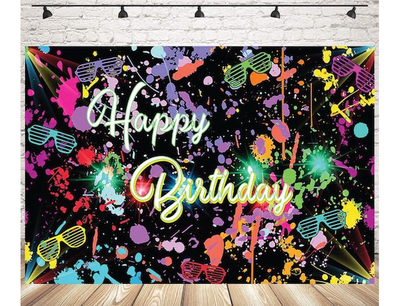 Glow Birthday Party Backdrop Neon Glow Party Decorations - Etsy