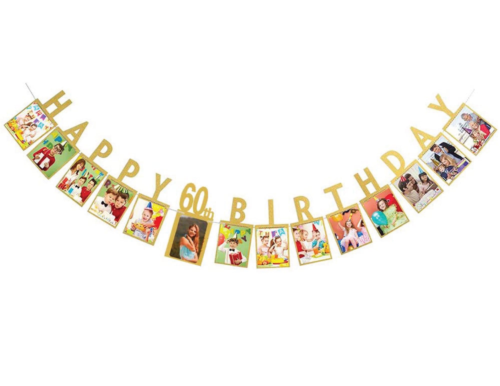 60th Birthday Photo Banner 60th Birthday Banner Gold Glitter - Etsy
