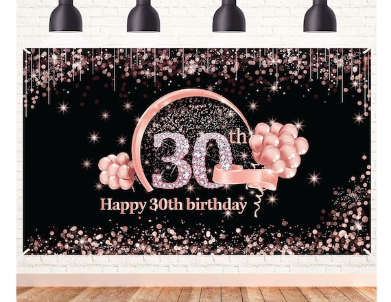 30th Birthday Banner Backdrop Decorations for Women Rose Gold - Etsy