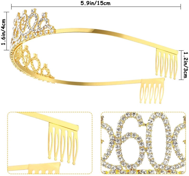 60th Sash & Rhinestone Tiara Set 60th Birthday Sash and Gold - Etsy