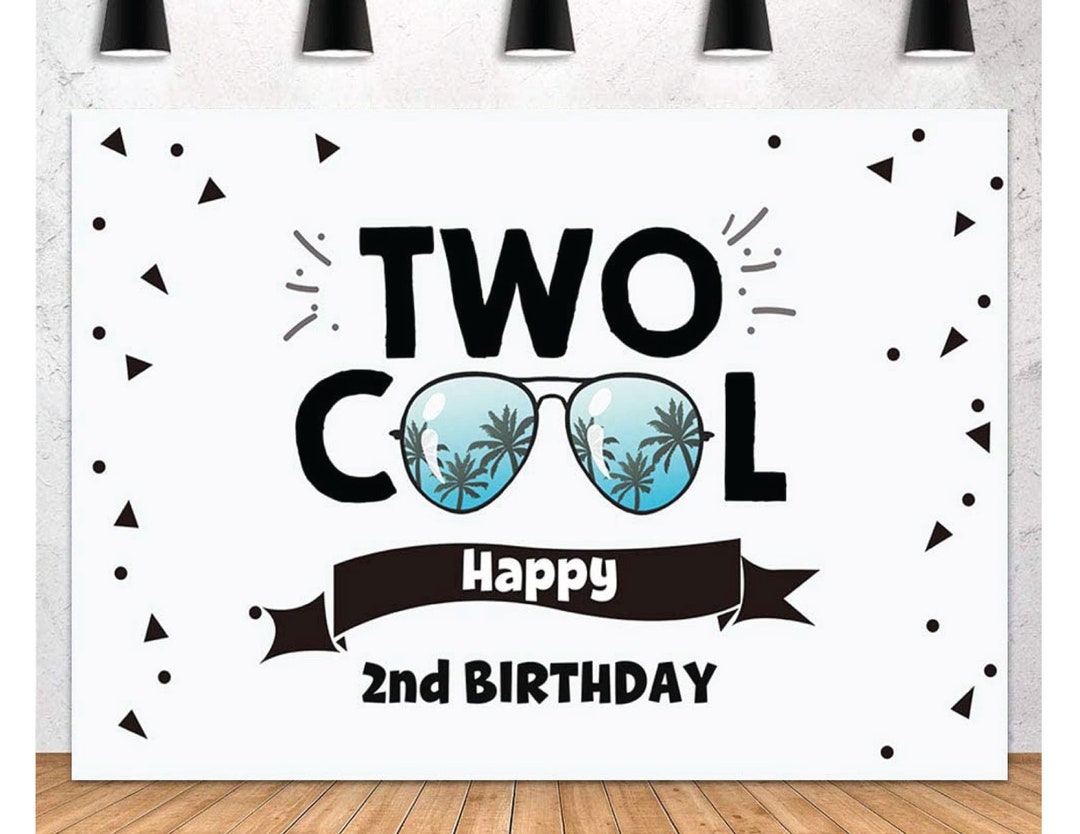 TWO COOL Birthday Backdrop, Two Cool Boys 2nd Birthday Decoration, Two ...