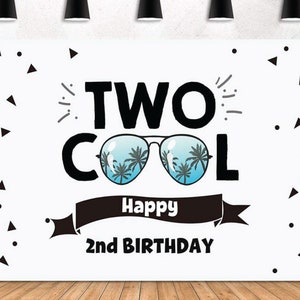 TWO COOL Birthday Backdrop, Two Cool Boys 2nd Birthday Decoration, Two ...