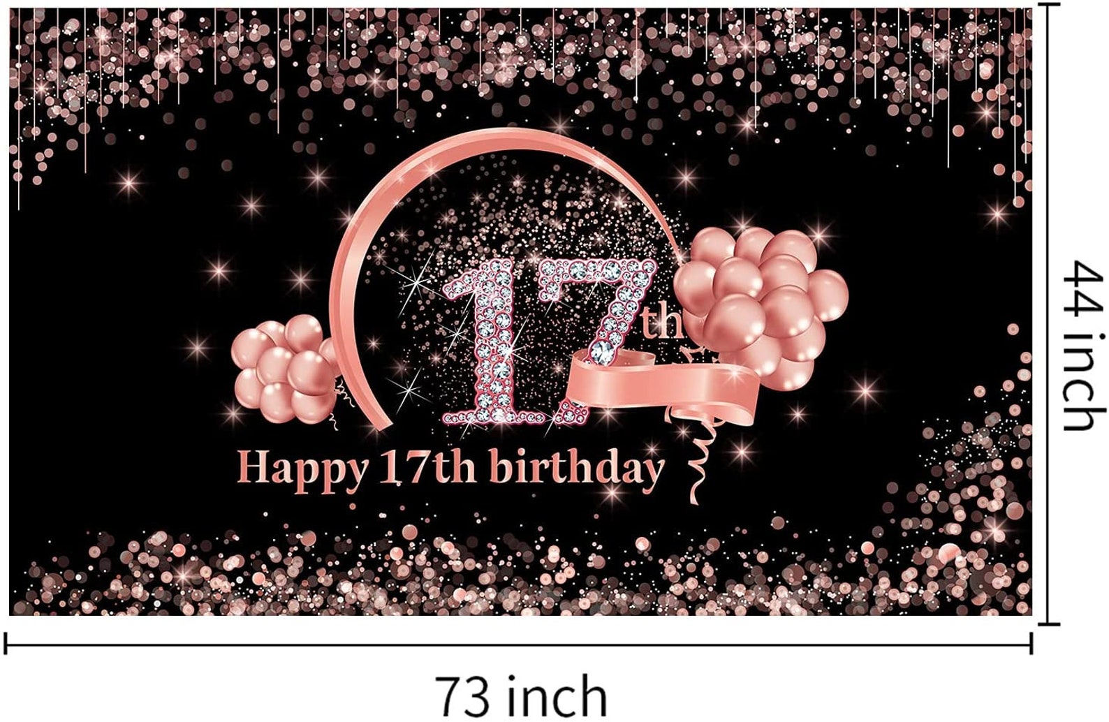 17th Birthday Banner Backdrop Decorations for Girl's Rose - Etsy