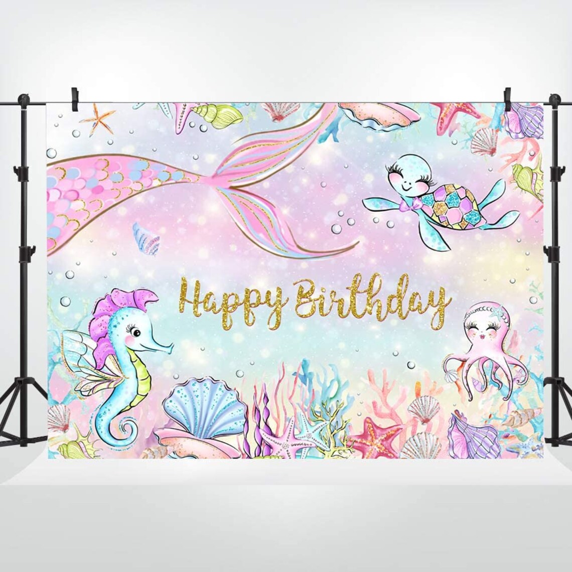 Under the Sea Birthday Backdrop, Under the Sea Party Decorations, Shell ...