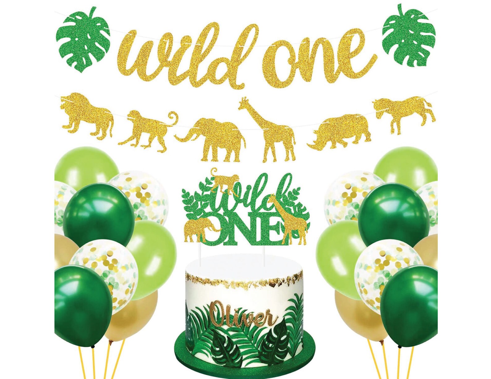 Wild One Cake Topper Jungle Safari Animal 1st Birthday Party ...