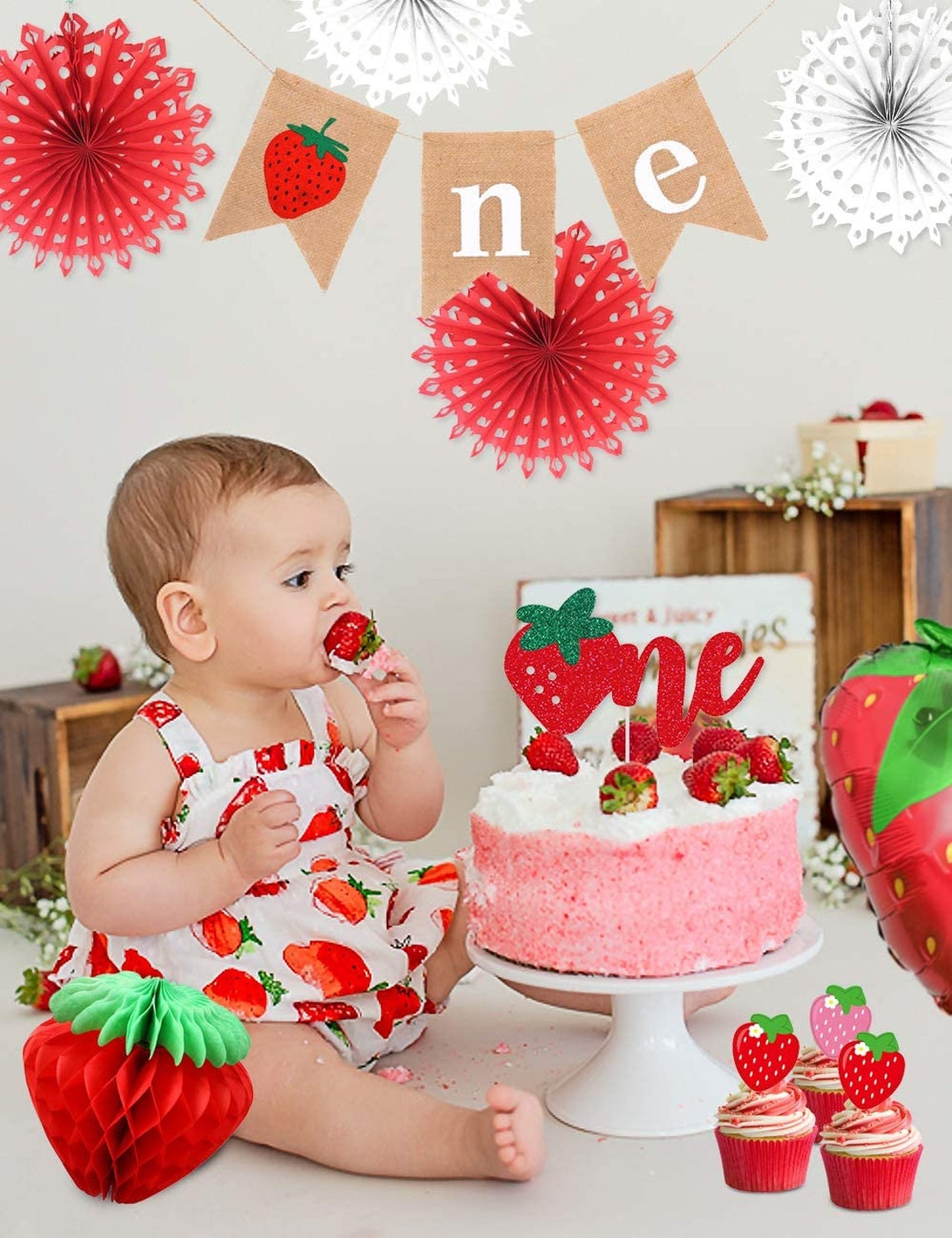 Strawberry 1st Birthday Decorations Strawberry Party | Etsy