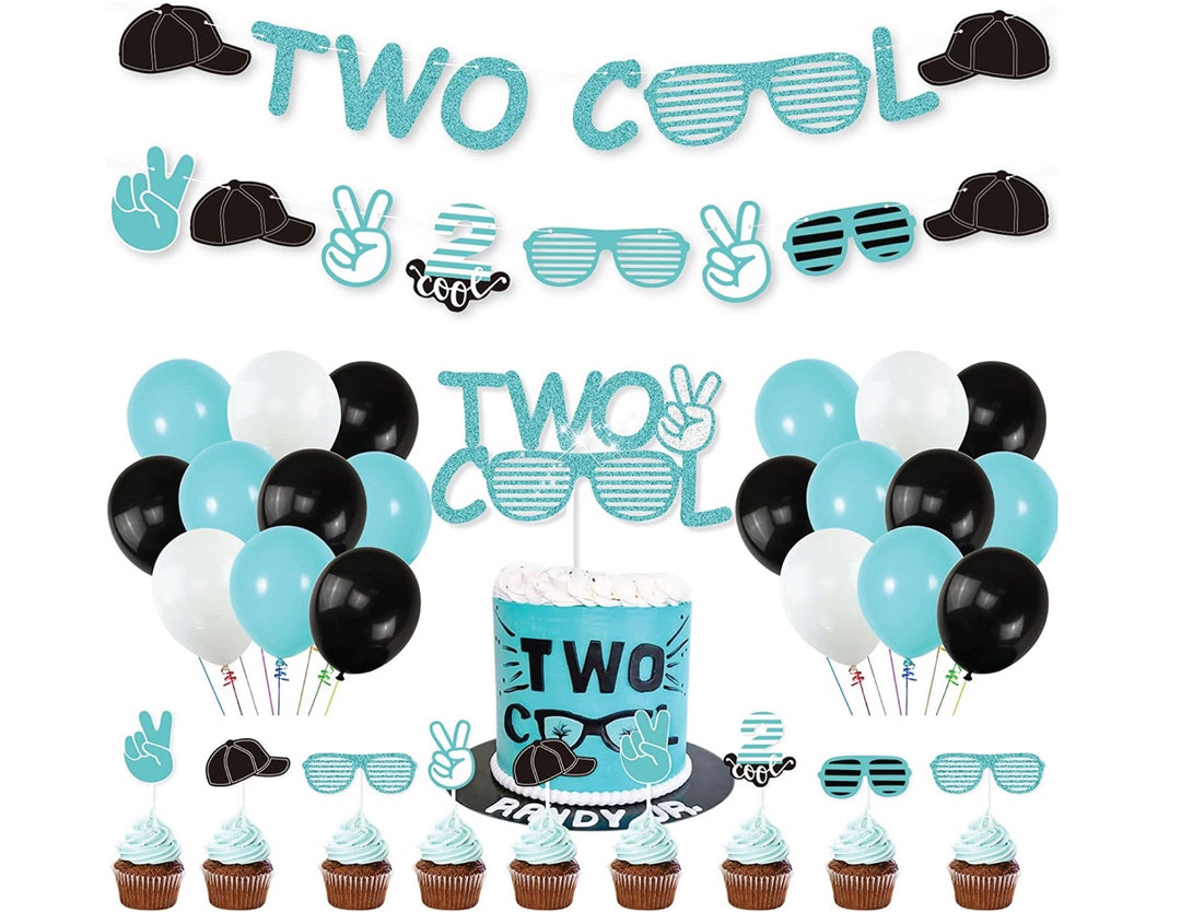 TWO COOL Birthday Decoration, Two Cool Boys 2nd Birthday Decor Kit, Two ...