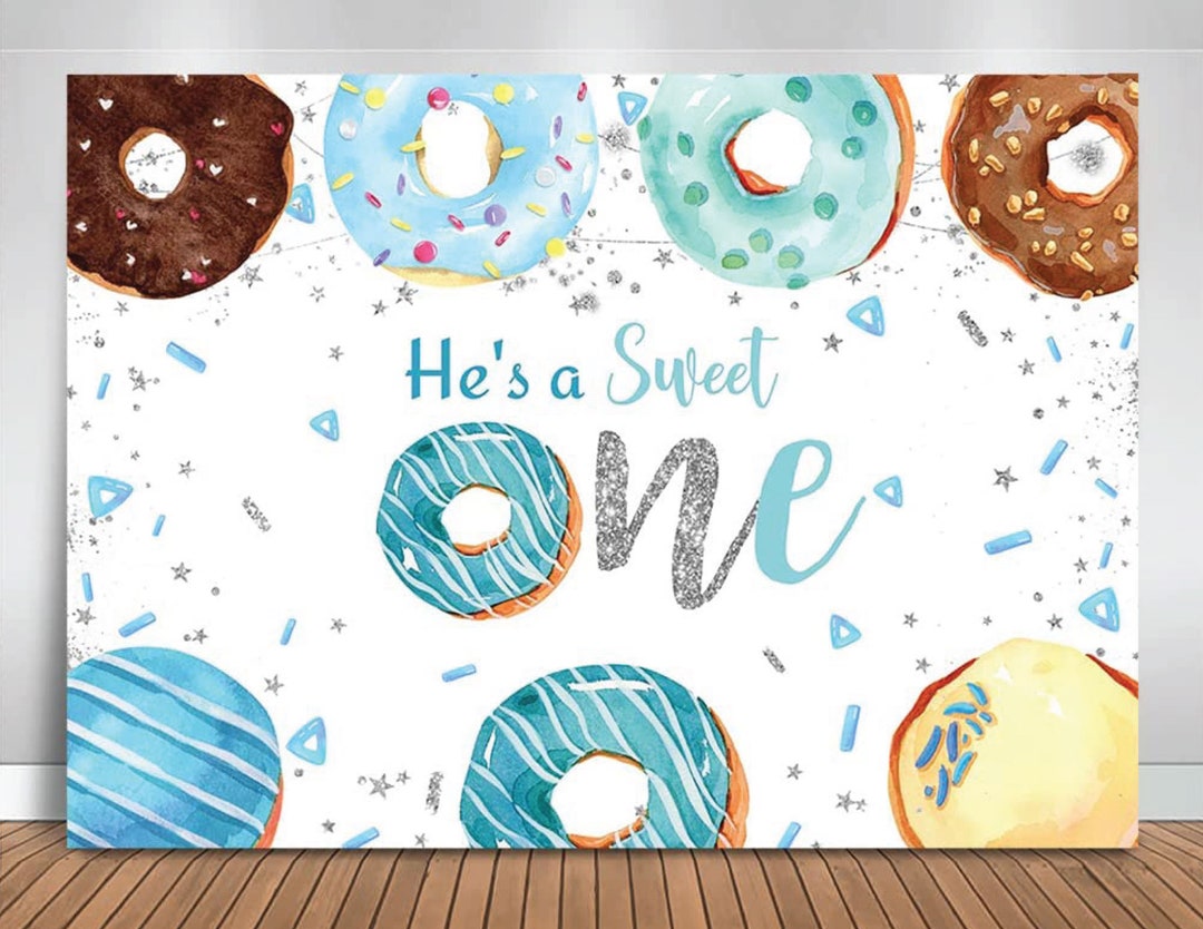 Donut Backdrop, Donut Sweet One Backdrop Banner, Boy's First Birthday ...