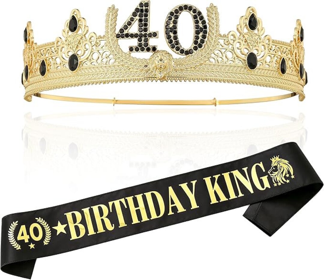 40th Birthday Sash and Tiara for Men, 40th Birthday King Sash Crown ...