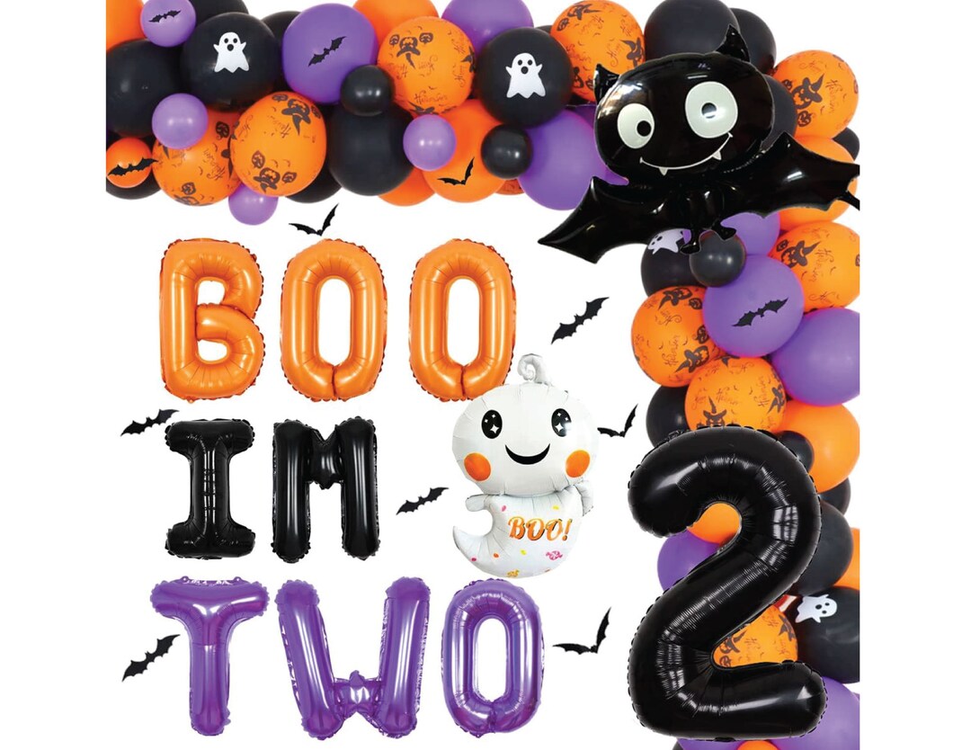 Boo I Am Two Balloon Garland Kit, Halloween Girl Boy 2nd Birthday ...