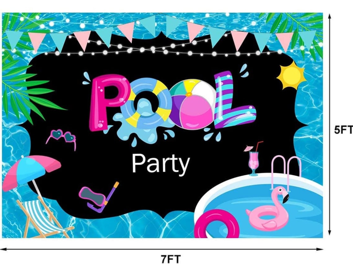 Pool Party Backdrop, Summer Beach Pool Party Decorations, Summer Pool ...