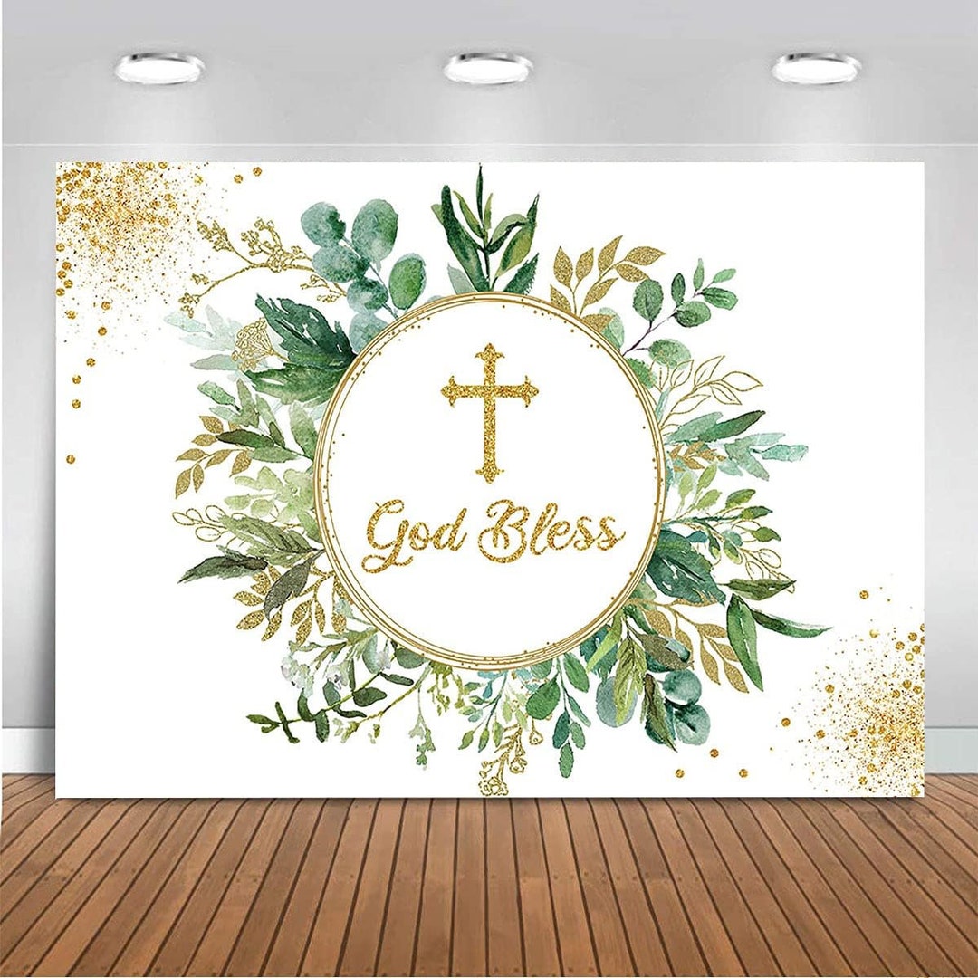 God Bless Backdrop First Communion Baptism Christening Party ...