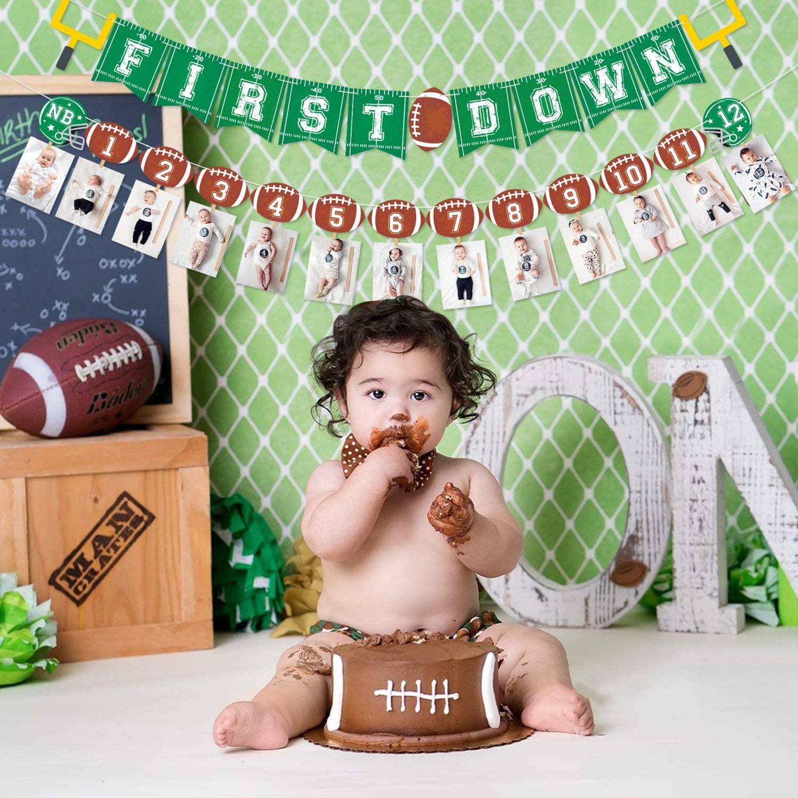 Football 1st Birthday Monthly Photo Banner Football Theme | Etsy
