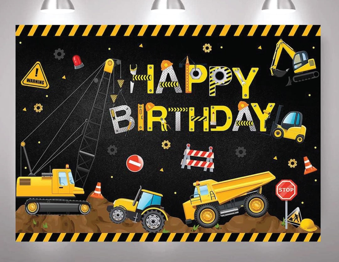 Construction Birthday Backdrop Construction Birthday Banner Vinyl Photo ...