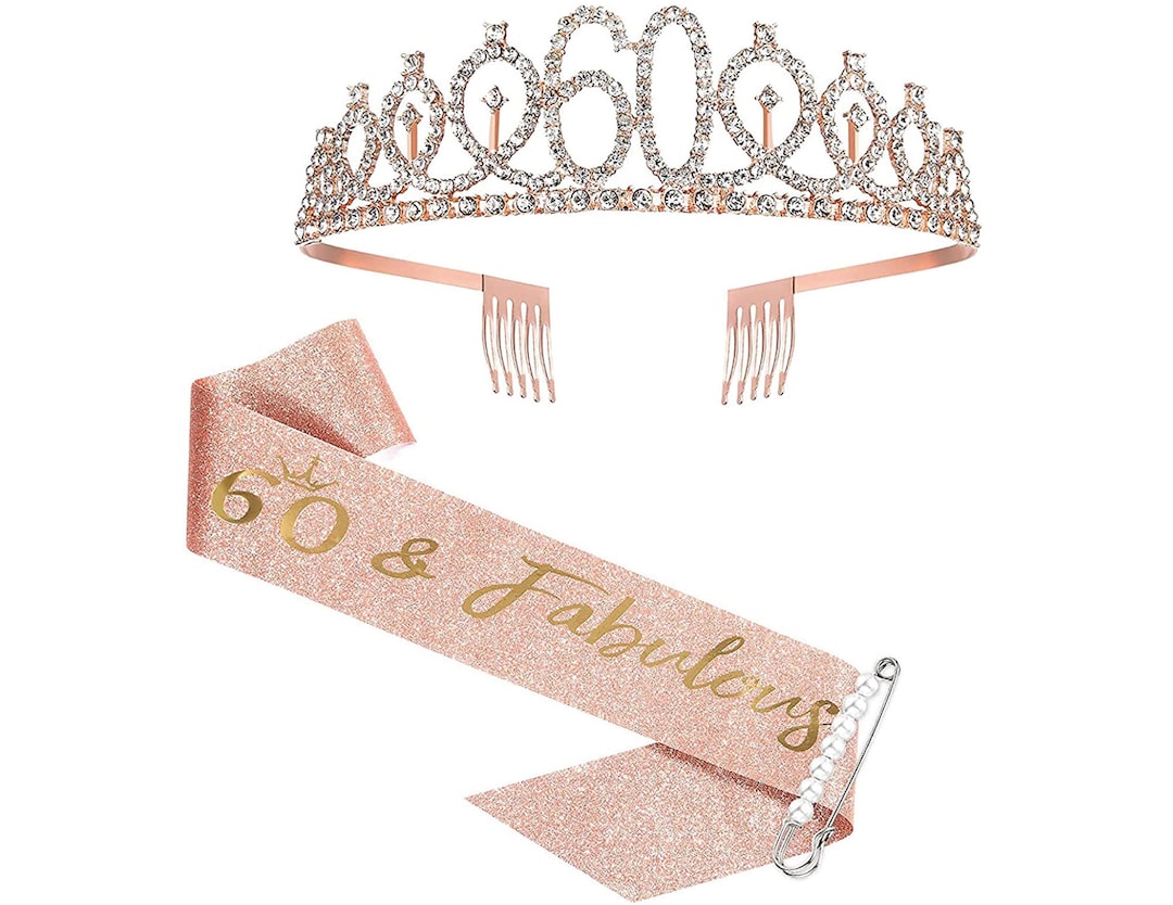60th Birthday Sash and Tiara for Women, 60 & Fabulous Birthday Sash ...